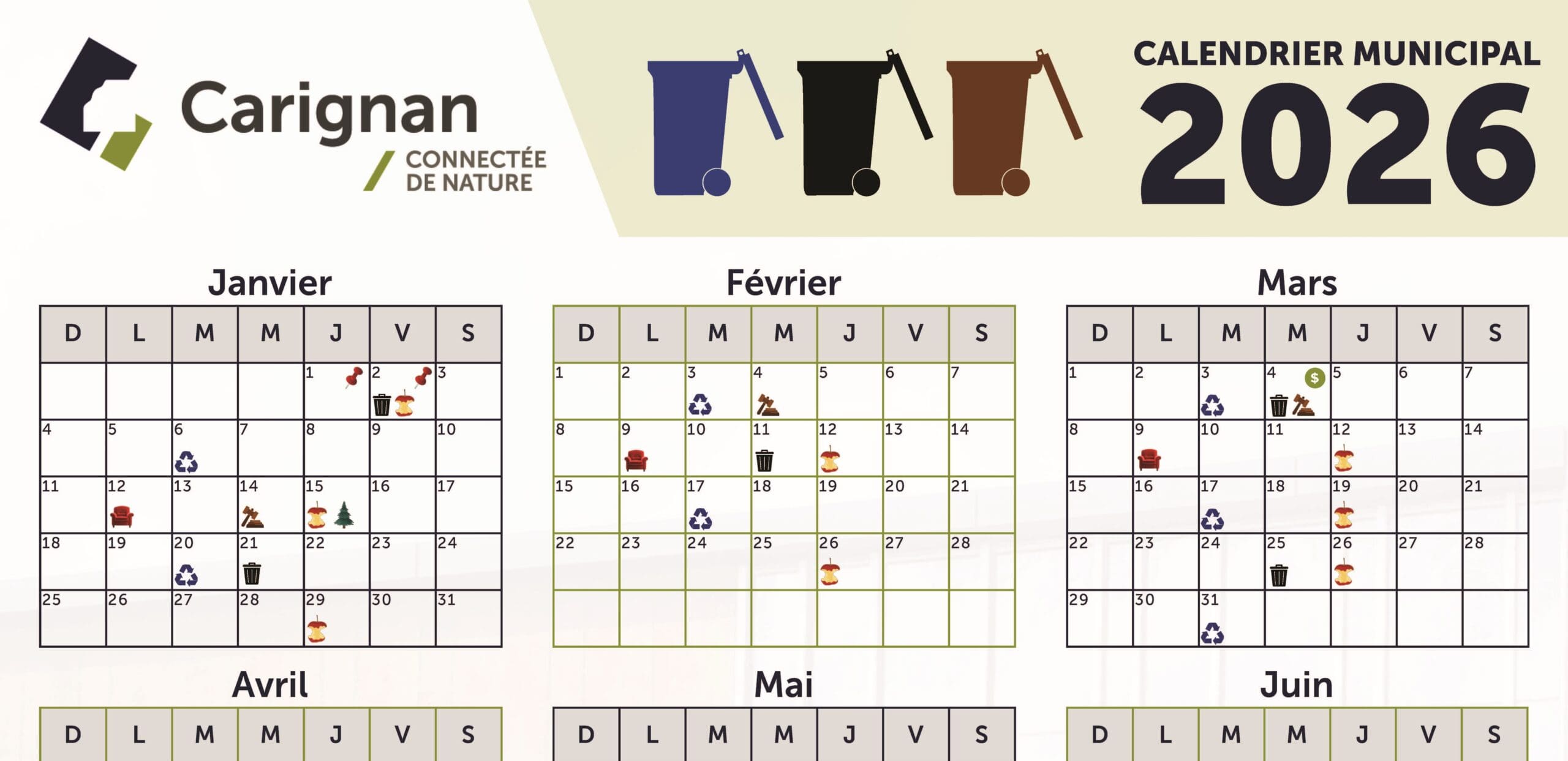 Assurez-vous d’avoir le bon calendrier municipal 2026 – Ville de Carignan